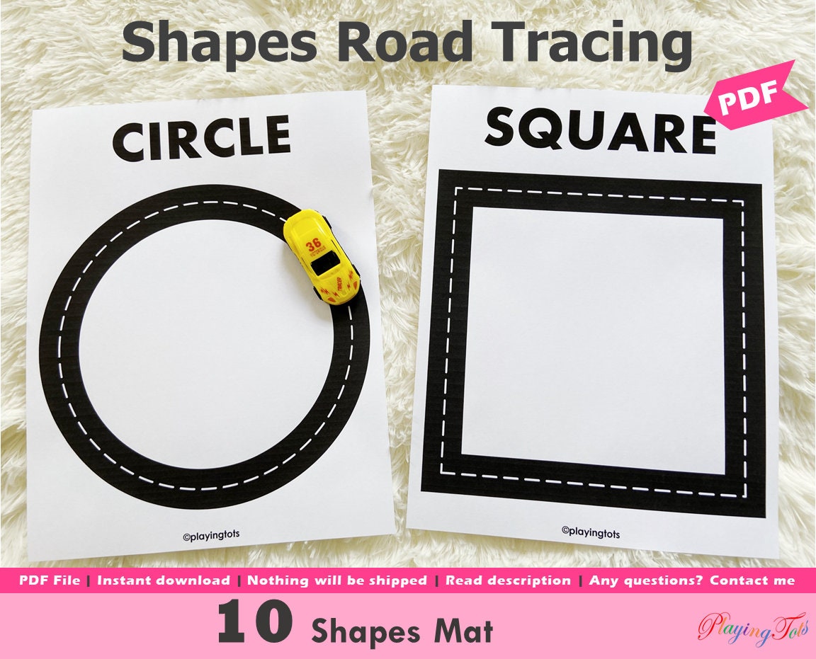 Shapes Tracing Road Mats Printable 2D Shapes Recognition - Etsy Canada