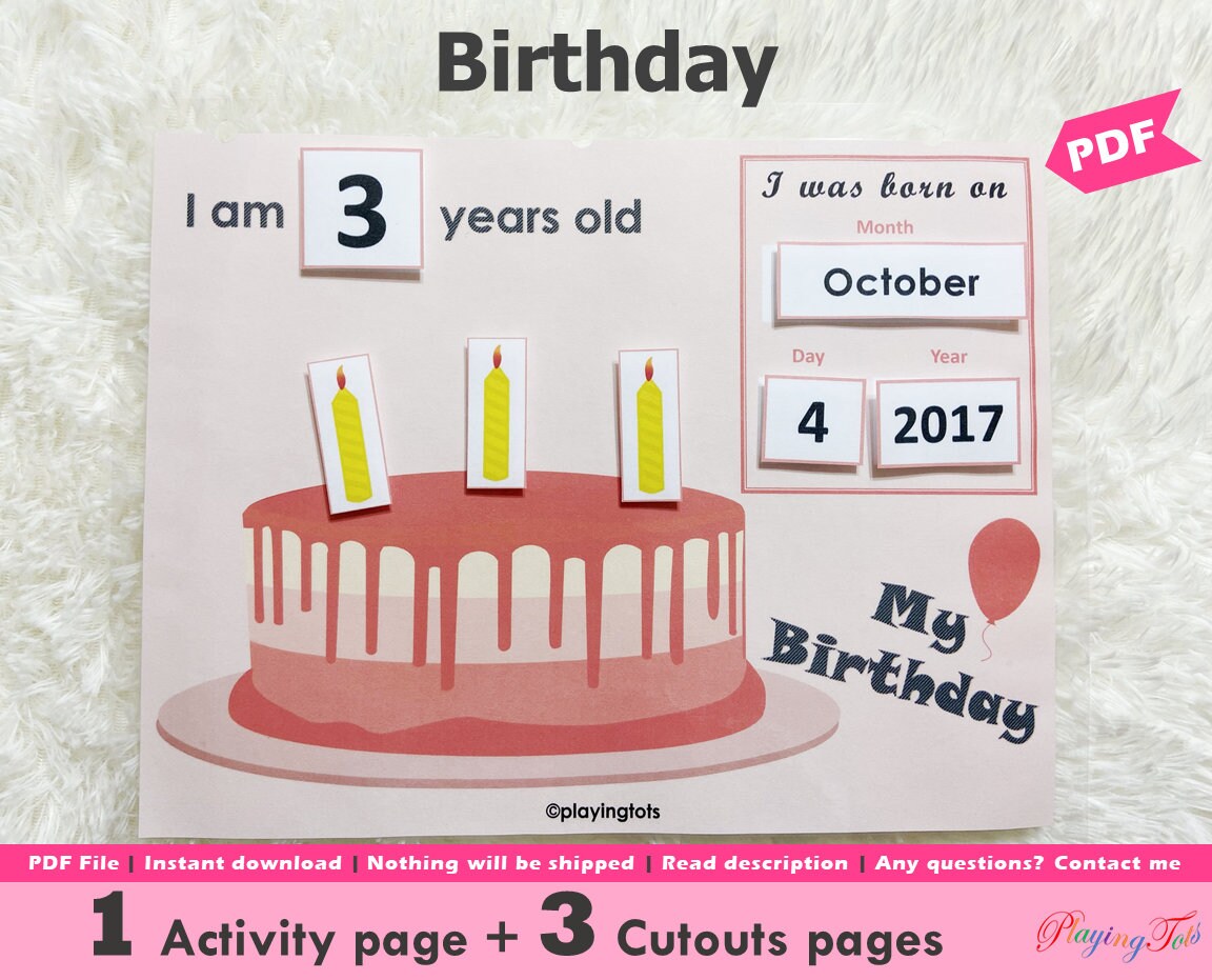 My Birthday Activity Page Printable Toddler Busy Book | Etsy