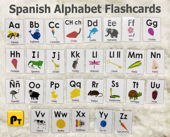 Spanish Alphabet Flash Cards Printable Alphabet Picture | Etsy