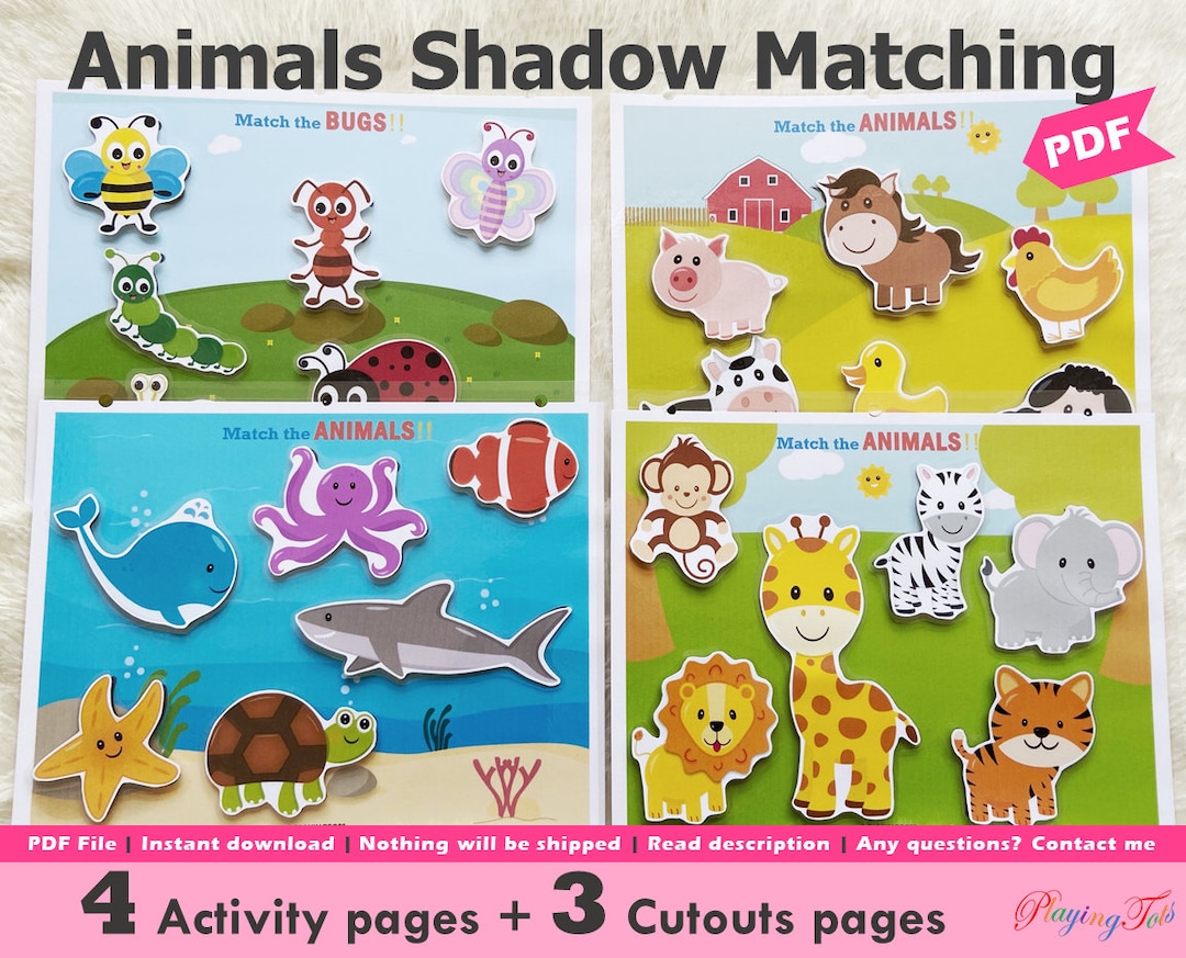Animals Shadow Matching Activity Printable, Bugs Silhouette Toddler ...