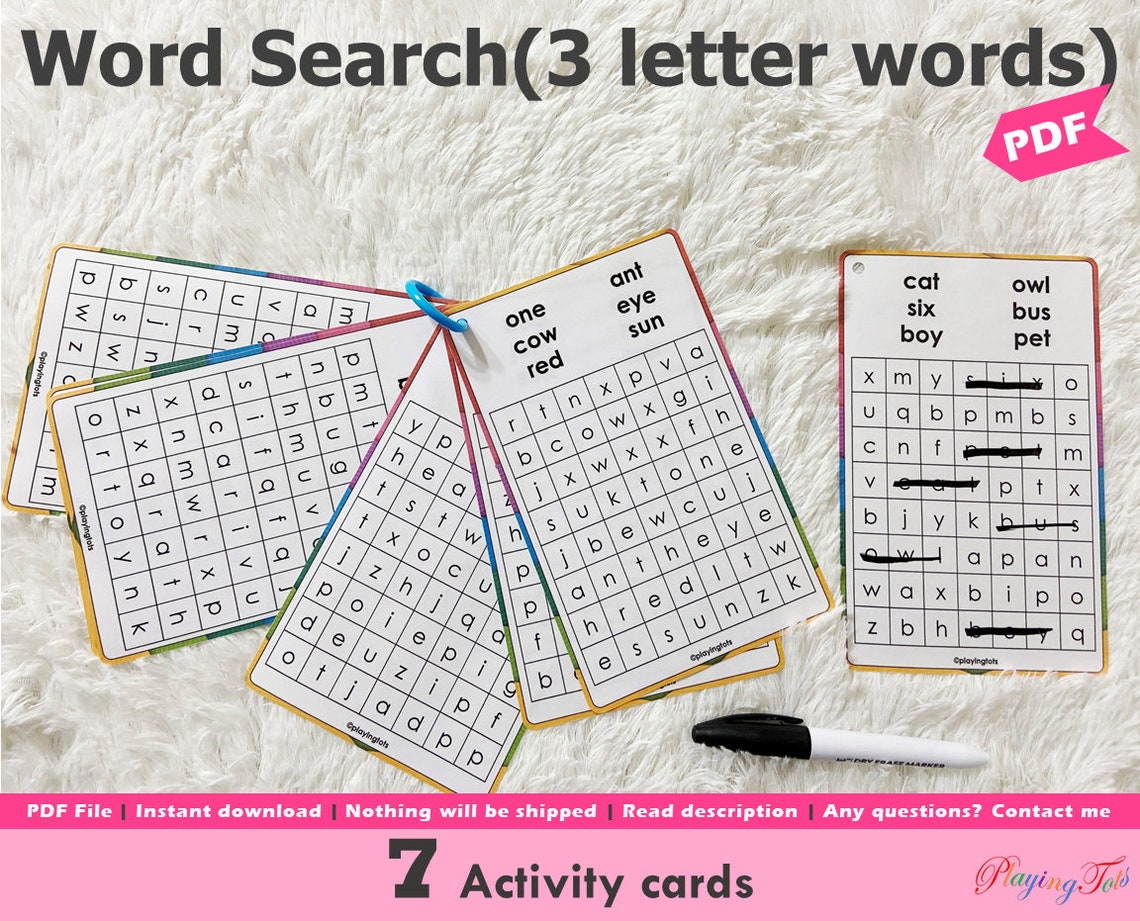 Word Search Activity Printable 3 Letter Words Words Games | Etsy