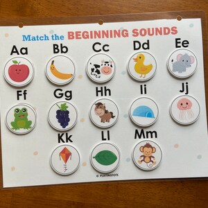 Beginning Sounds Matching Printable, Alphabet Matching, Phonics ...
