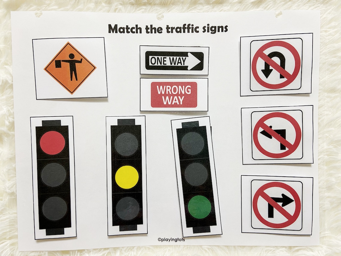 Road Traffic Signs Matching Activity Printable for Toddlers and ...