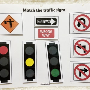 Road Traffic Signs Matching Activity Printable for Toddlers and ...