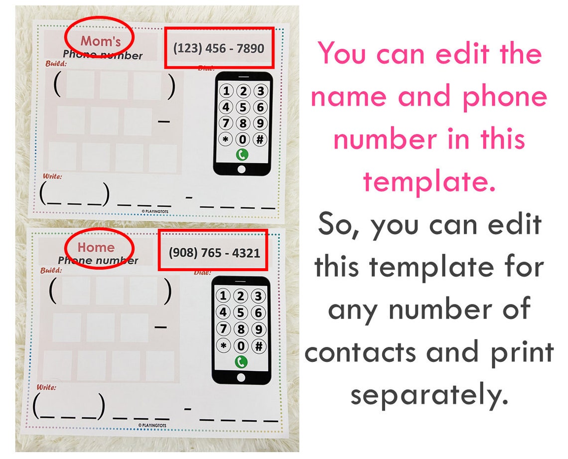 Editable Phone Number Practice Activity Printable Learn - Etsy