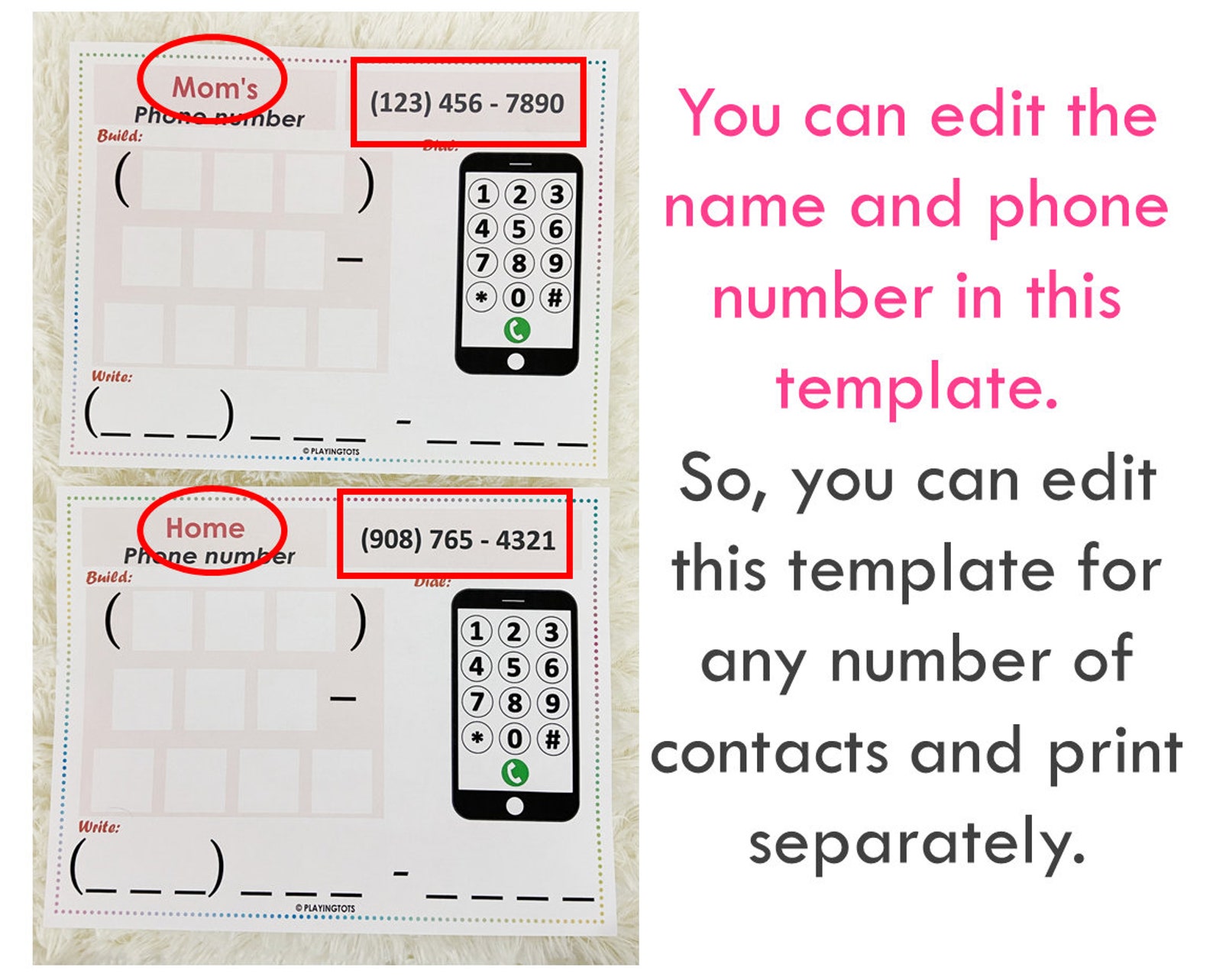 Editable Phone Number Practice Activity Printable Learn - Etsy
