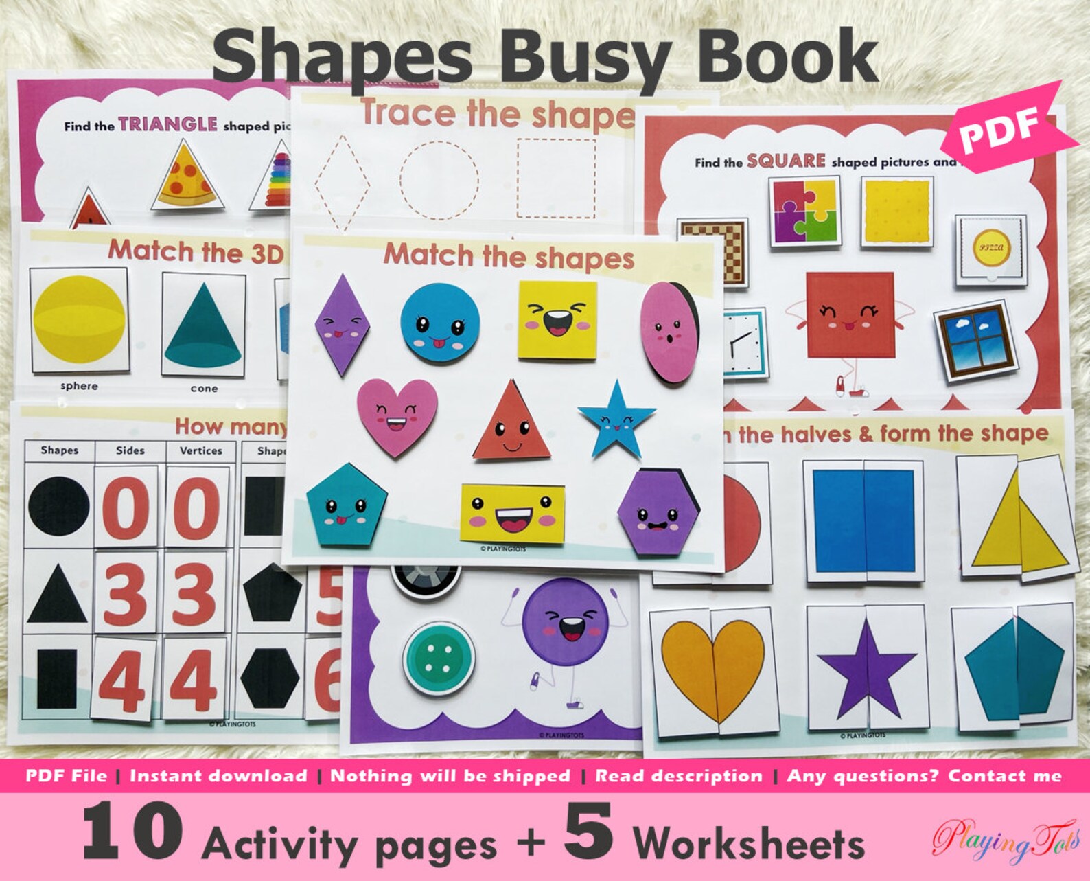 Shapes Busy Book Printable Toddler Busy Book Learning | Etsy