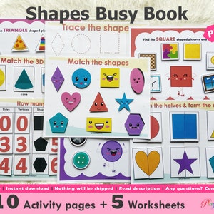 Shapes Busy Book Printable, Toddler Busy Book, Learning Binder, Toddler ...