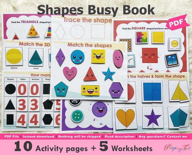 Shapes Busy Book Printable Toddler Busy Book Learning - Etsy