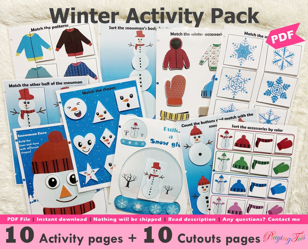 Winter Toddler Busy Book Printable, Snowman Themed Activities, Winter ...
