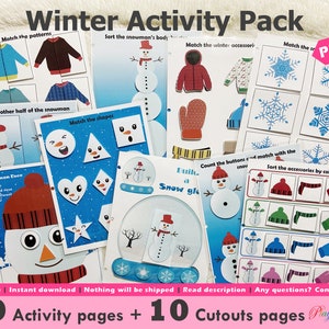 Winter Toddler Busy Book Printable, Snowman Themed Activities, Winter ...