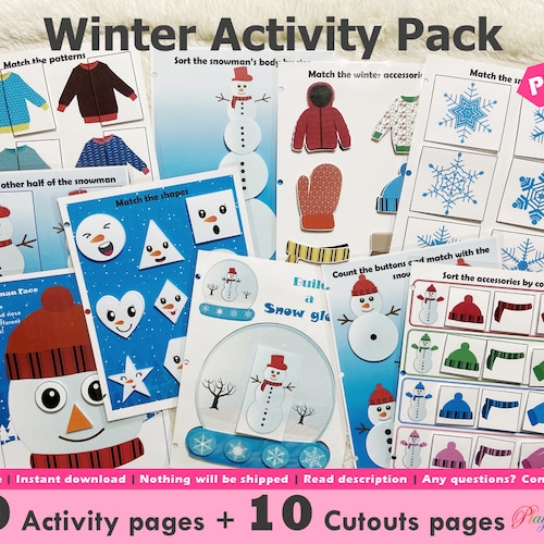 Winter Toddler Preschool Busy Binder DIY Printable Quiet - Etsy