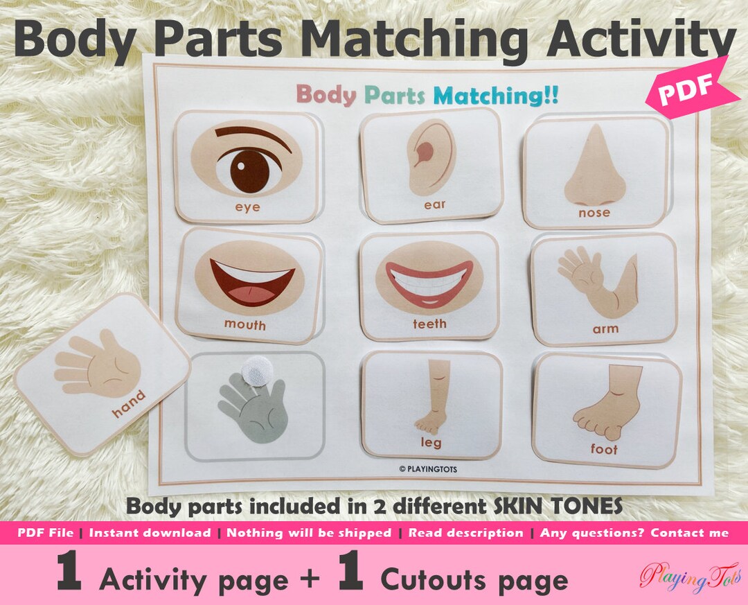Body Parts Matching Activity Printable, Toddler Busy Book Pages ...