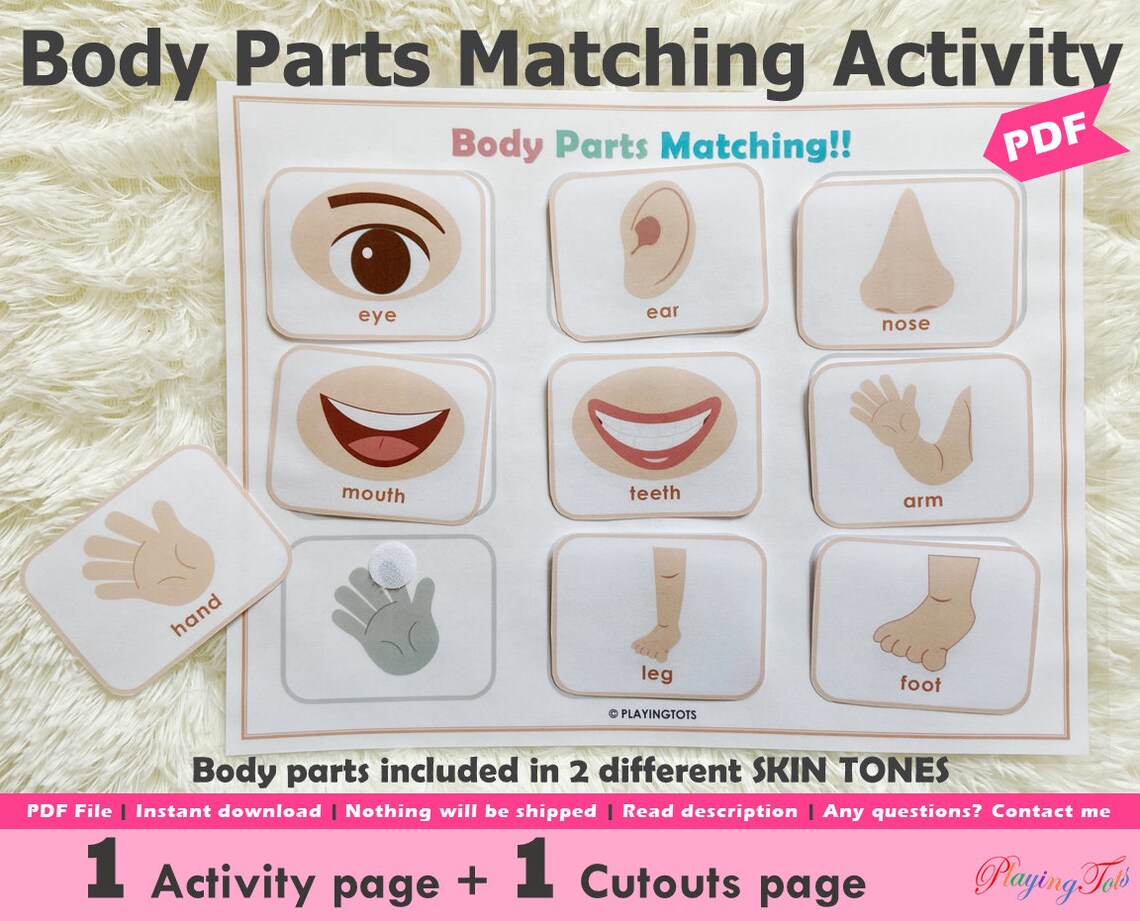 Body Parts Matching Activity Printable Toddler Busy Book - Etsy