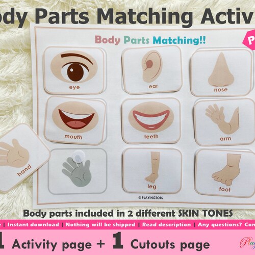 Body Parts Matching Activity Printable Toddler Busy Book - Etsy