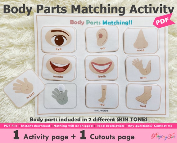 Body Parts Matching Activity Printable Toddler Busy Book - Etsy UK