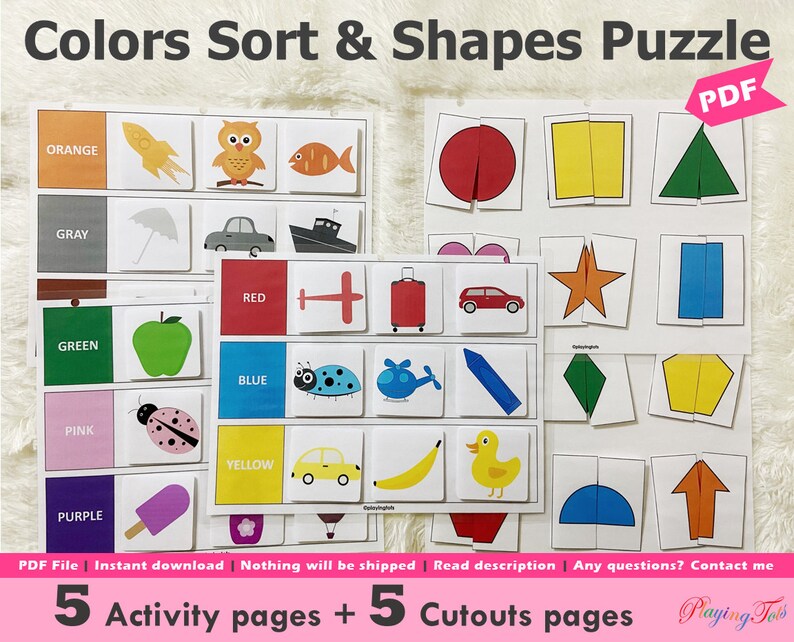 Colors and Shapes Activities Printable for Toddlers and - Etsy