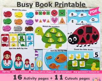 Bilingual Spanish Toddler Busy Book Printable, Learning Binder, Quiet ...