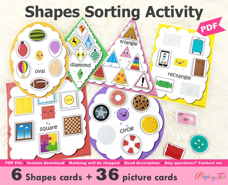 Shapes Pictures Sorting Activity Printable Sort by Shape - Etsy