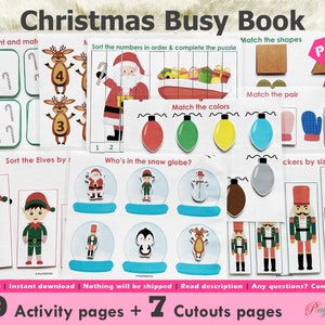 Christmas Toddler Busy Book Printable, Winter Learning Binder, Holiday ...