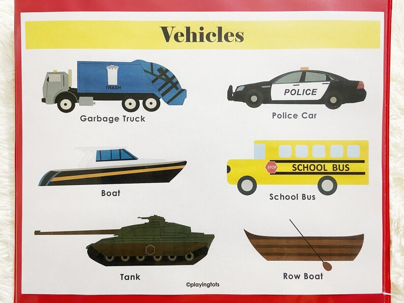 Vehicles Chart Printable Vehicle Match Toddler Busy Book | Etsy