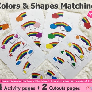 Colors and Shapes Matching Activity Printable Rainbow - Etsy