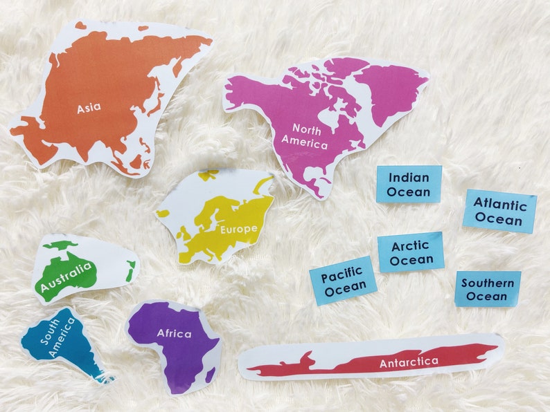 Continents and Oceans Matching Activity Printable, Continents of the ...