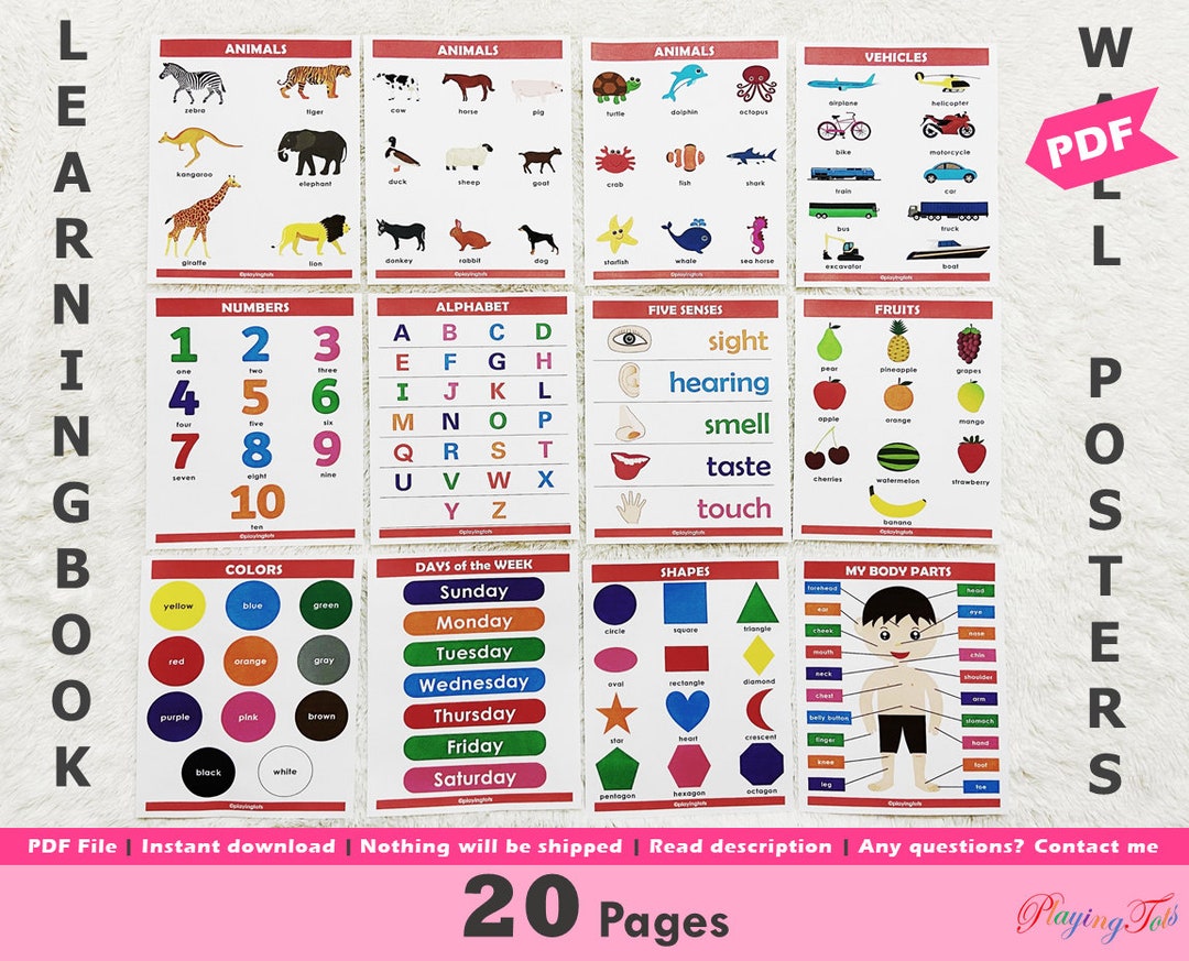 Toddler Learning Book Printable Educational Wall Posters - Etsy