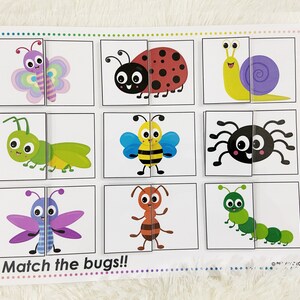 Bugs Matching Activities Printable, Shadow or Silhouette Matching ...