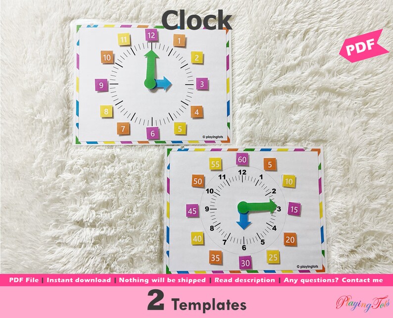 Clock Printable Learn to Tell Time Busy Books Activity Page | Etsy