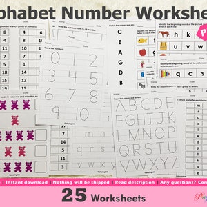 Alphabet Worksheets Printable Number Worksheets Printable - Etsy