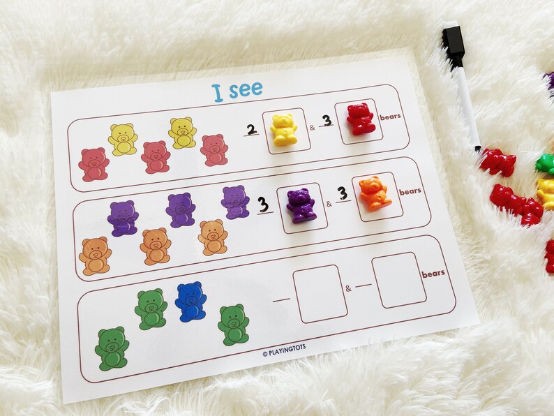 Bear Counters Learning Mats Printable Learning Binder Busy - Etsy