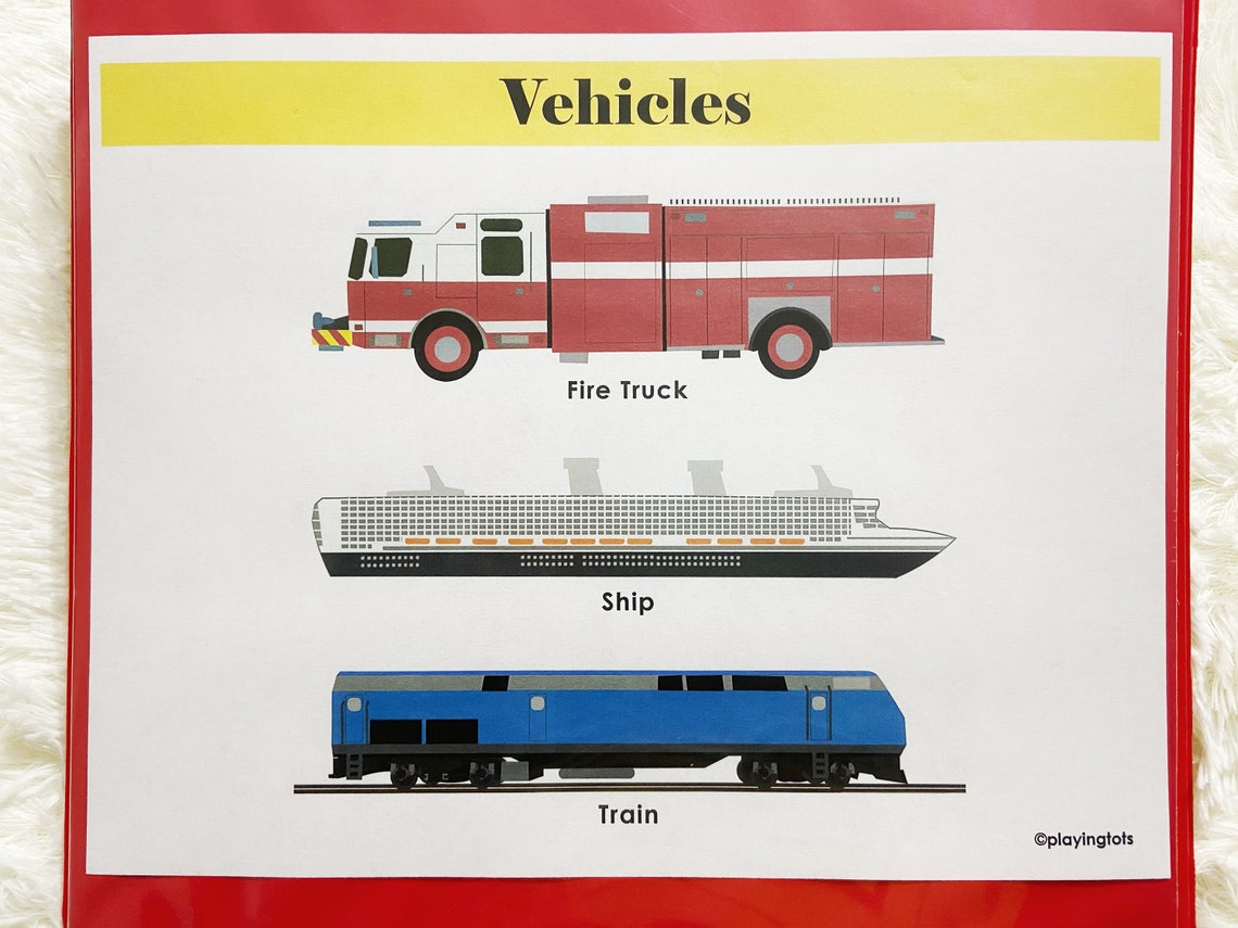 Vehicles Chart Printable Vehicle Match Toddler Busy Book | Etsy