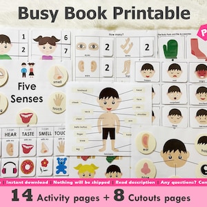 Body Parts Printable Pack for Toddlers, Toddler Busy Book, Learning ...