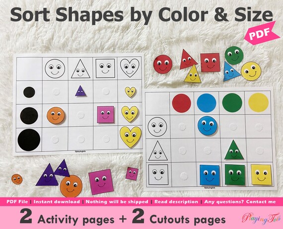 Colors Sorting and Size Sorting Activity Printable Toddler - Etsy