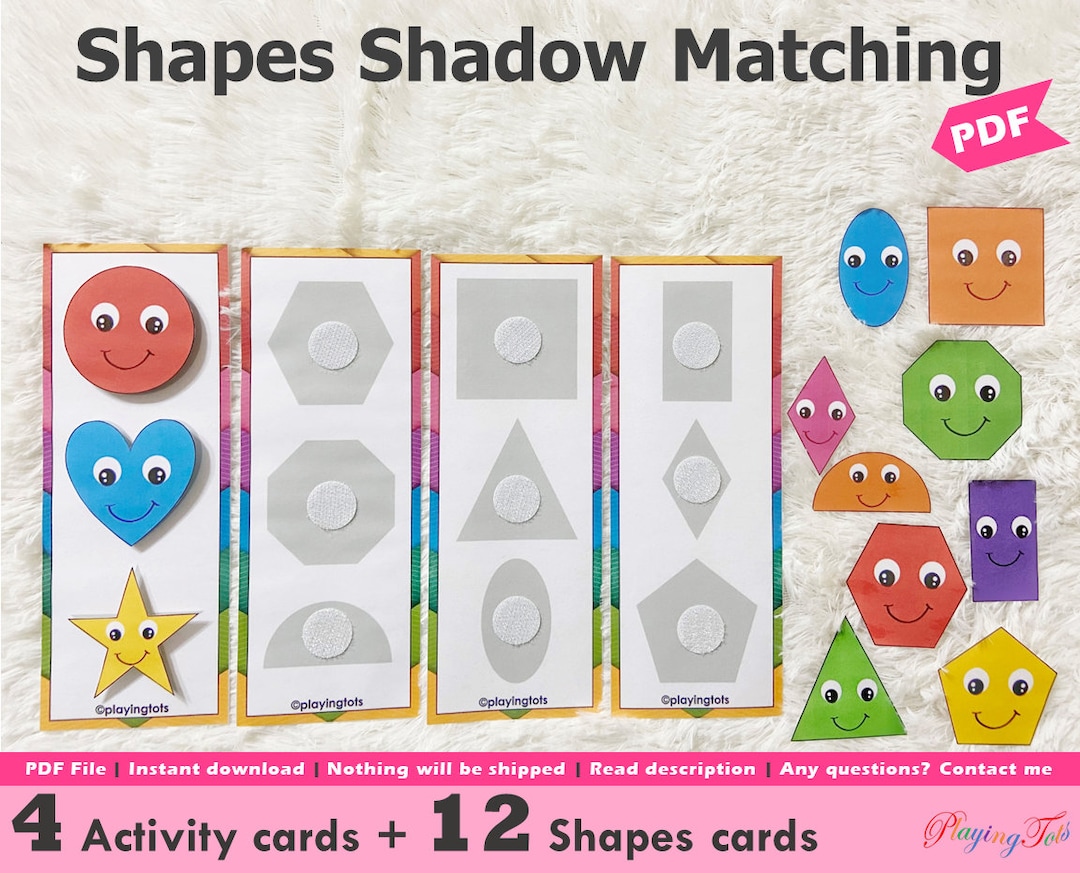 2D Shapes Silhouette or Shadow Matching Activity Printable, Shapes ...
