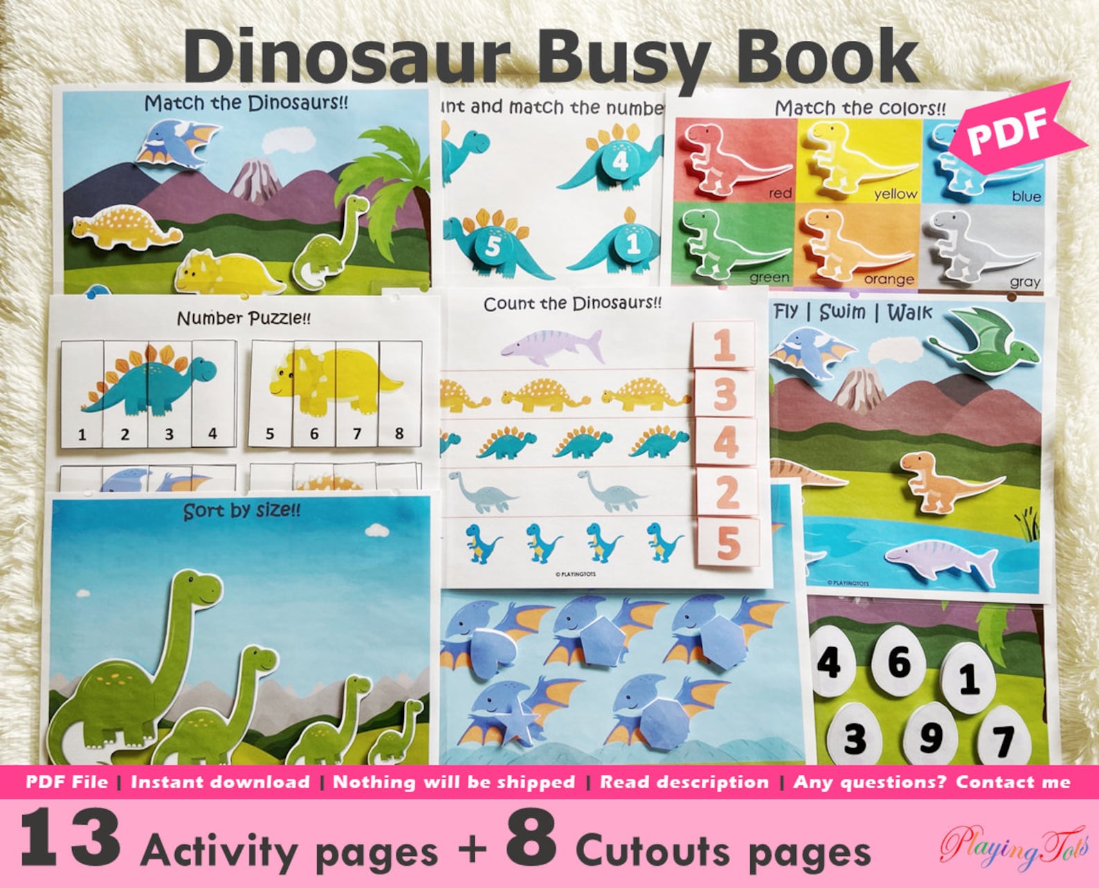 Dinosaur Toddler Busy Book Printable Learning Binder - Etsy