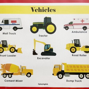Vehicles Chart Printable Vehicle Match Toddler Busy Book - Etsy