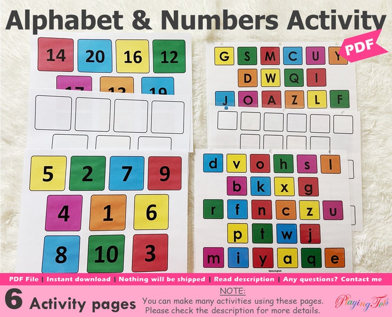 Alphabet and Numbers Matching Printable Letters and Numbers - Etsy
