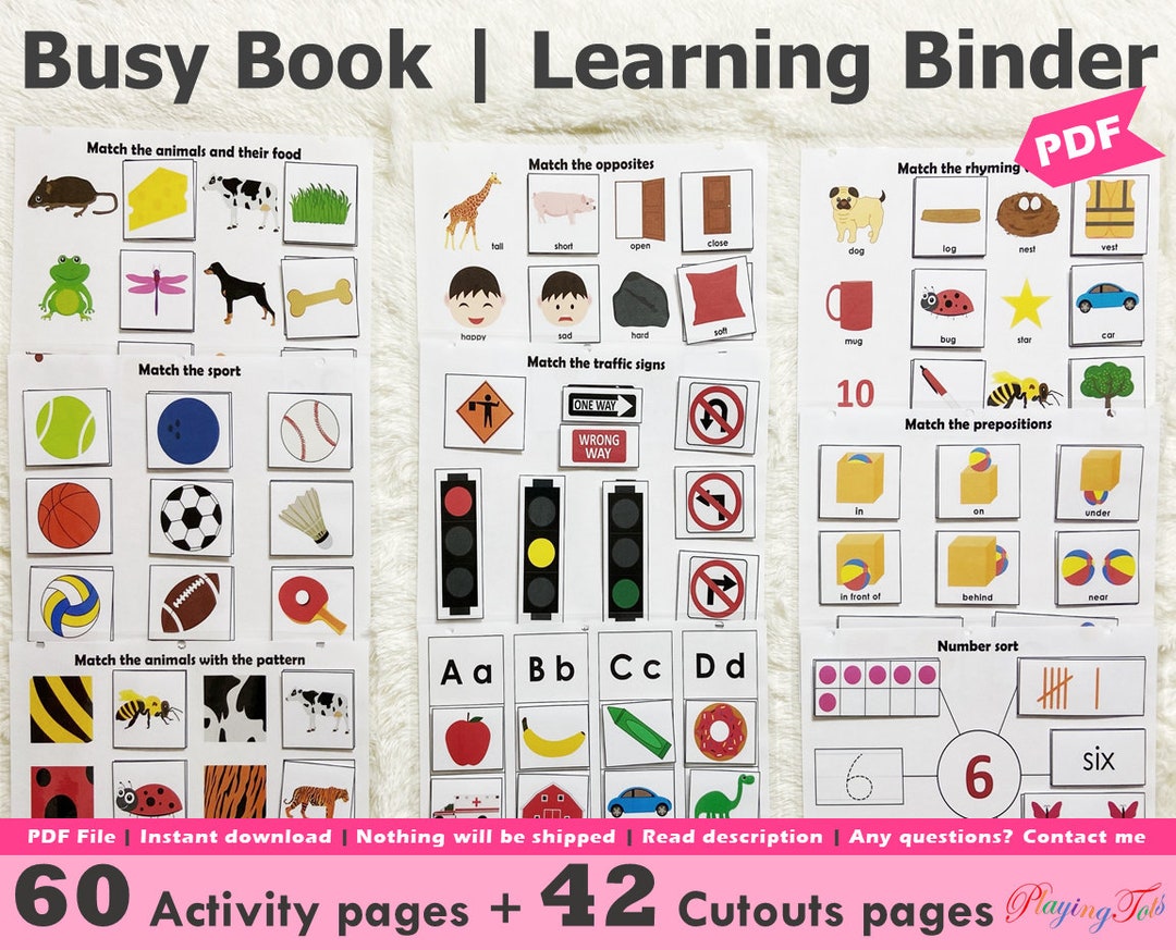 Toddler Preschool Busy Book Printable, Learning Folder, Home School ...