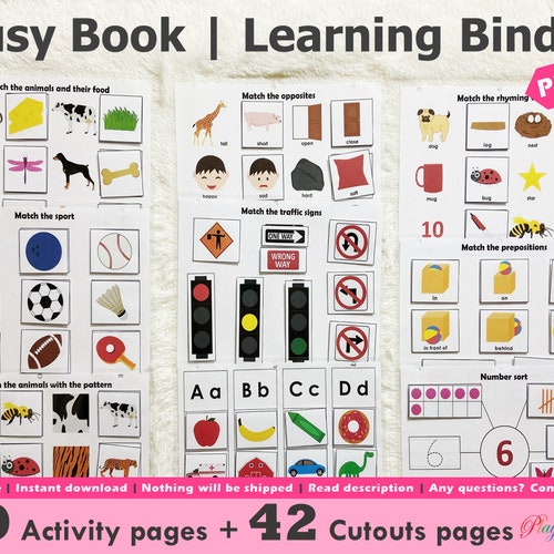 Preschool Learning Binder Printable Toddler Busy Book Quiet - Etsy