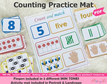 Counting Practice Printable Numbers Matching Preschool Math | Etsy