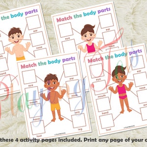 Body Parts Matching Activity Printable, Toddler Busy Book Pages ...