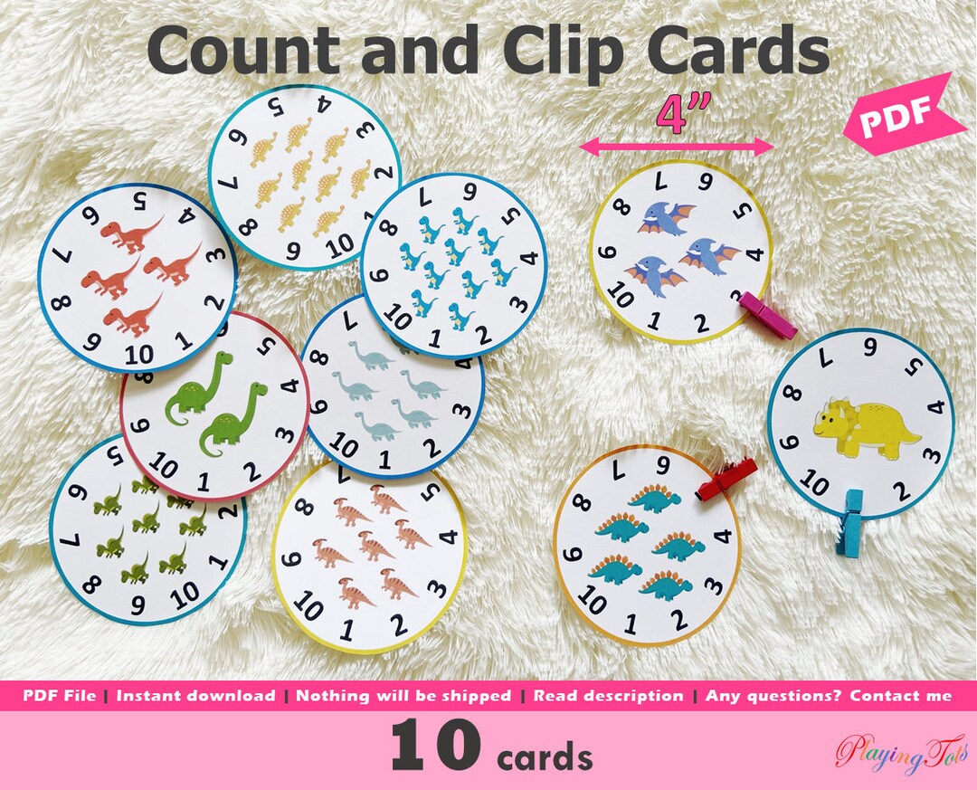 Count and Clip Dinosaur Cards Printable Busy Bag Activities - Etsy