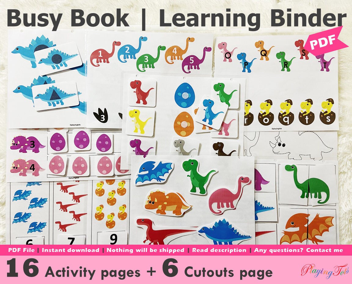 Dinosaur Busy Book Printable Toddler Busy Book Toddler - Etsy Australia