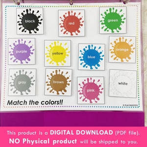 Colors Matching Toddler Busy Book Pages Printable, Learning Binder ...
