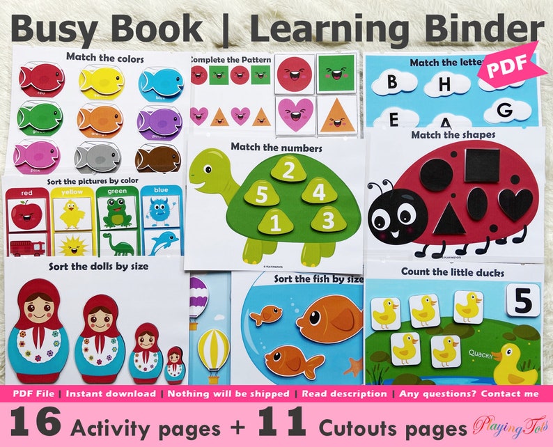 Toddler Busy Book Printable Learning Binder Educational | Etsy