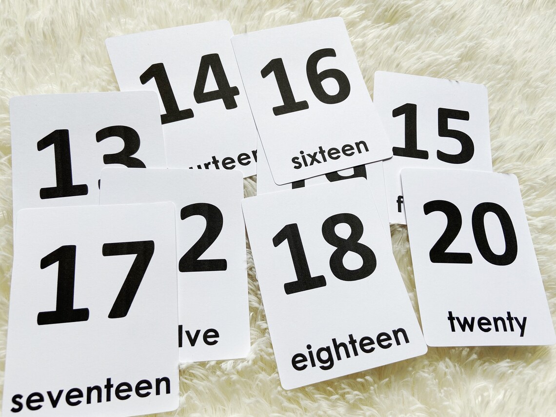 Number Flashcards Printable Numbers 11 to 20 Cards - Etsy