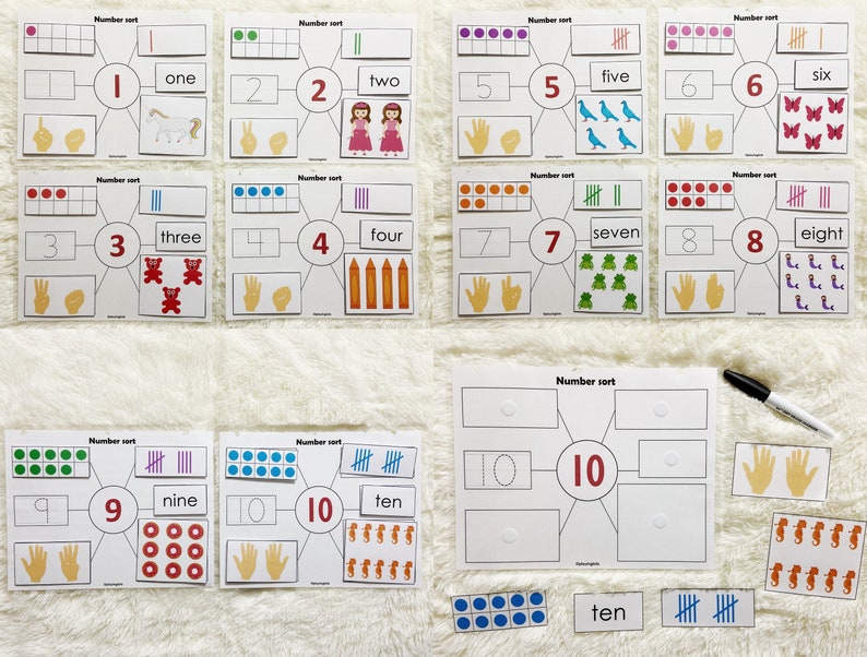 Counting Practice Printable Numbers Matching Preschool Math | Etsy