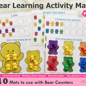 Bear Counters Learning Mats Printable, Learning Binder, Busy Book ...